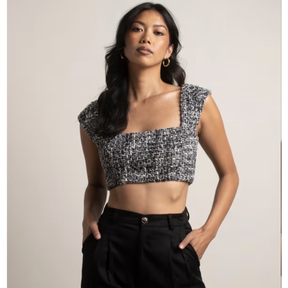Tobi | Tops | Nwt Tobi Black Multi Tweed Crop Top Sz Small | Poshmark